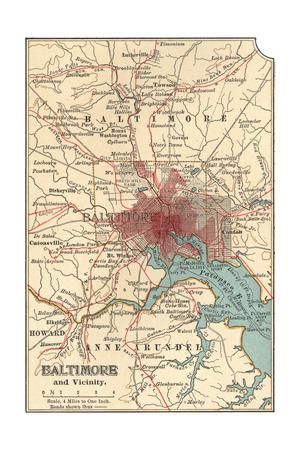 'Map of Baltimore (C. 1900), Maps' Giclee Print - Encyclopaedia ...