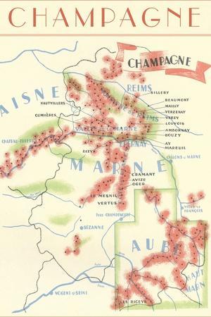 'Map of Champagne Wine Country' Prints | AllPosters.com