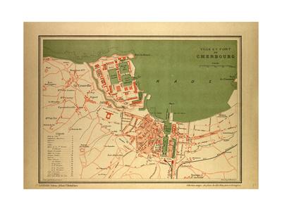 'Map of Cherbourg, France' Giclee Print | AllPosters.com