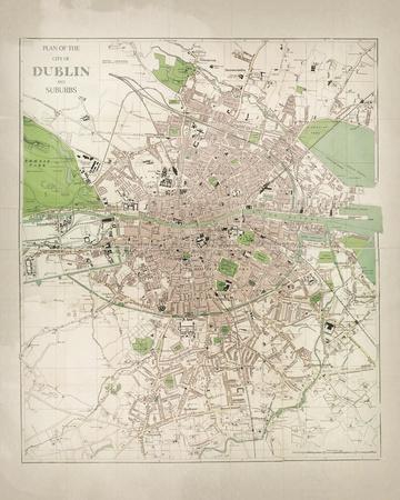 'Map of Dublin' Giclee Print - The Vintage Collection | AllPosters.com