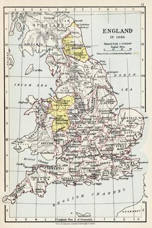 'Map of England in 1086, from 'Historical Atlas', 1911' Giclee Print ...