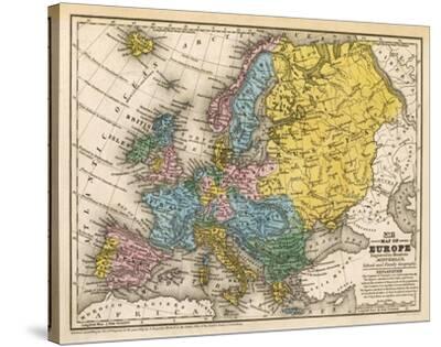 'Map of Europe, c.1839' Stretched Canvas Print - Samuel Augustus ...