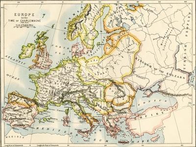 'Map of Europe in the Time of Charlemagne, 768-814 Ad' Giclee Print ...