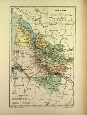 'Map of Gironde France' Giclee Print | AllPosters.com