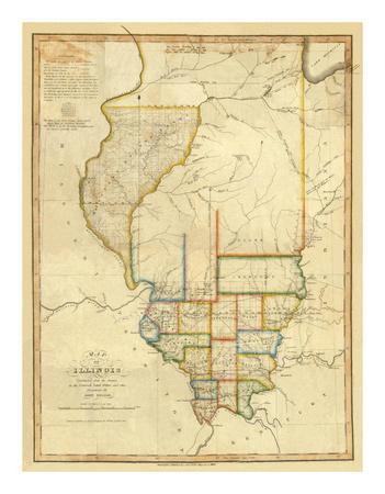 'Map of Illinois, c.1820' Prints - John Melish | AllPosters.com