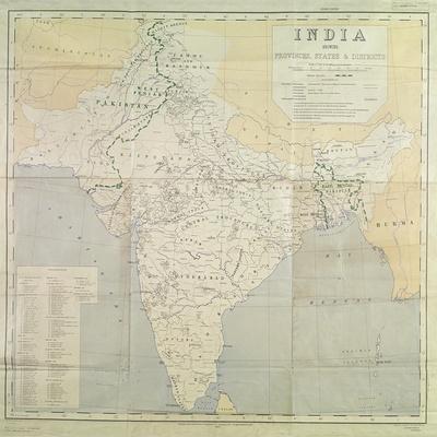'Map of India at Independence, 1947' Giclee Print | AllPosters.com