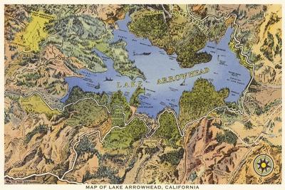 'Map of Lake Arrowhead, California' Prints | AllPosters.com