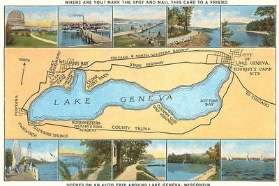'Map of Lake Geneva, Wisconsin' Prints | AllPosters.com
