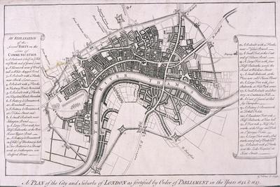 'Map of London Showing English Civil War Fortifications, C1642' Giclee ...