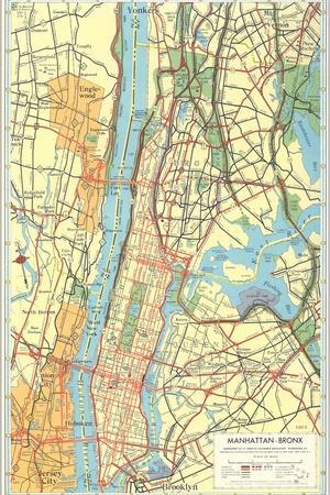 'Map of Manhattan and Bronx, New York' Poster | AllPosters.com