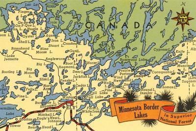 'Map of Minnesota Border Lakes' Prints | AllPosters.com