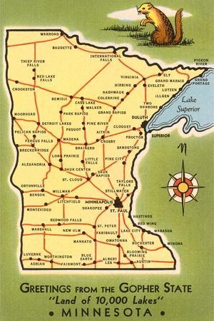 'Map of Minnesota' Posters | AllPosters.com