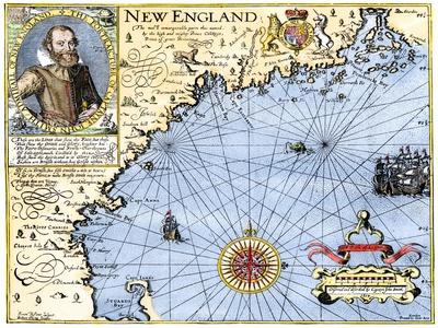 'Map of New England by John Smith of Jamestown (1580-1631) with His ...