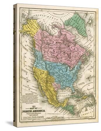 'Map of North America, c.1839' Stretched Canvas Print - Samuel Augustus ...