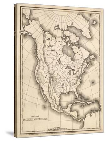 'Map of North America, c.1839' Stretched Canvas Print - Samuel Augustus ...