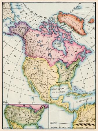 'Map of North American Territories (From the Polar Circle to Central ...