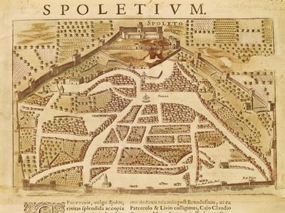 'Map of Spoleto, Italy, Coloured Engraving' Giclee Print | AllPosters.com