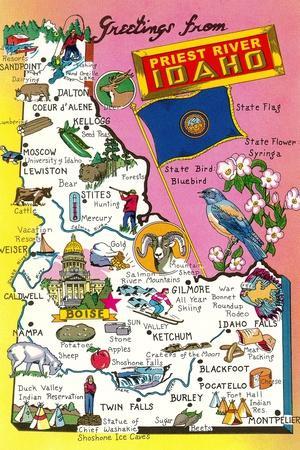 'Map of State, Priest River' Posters | AllPosters.com