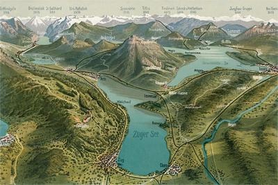Map of Swiss Alps with Lakes | AllPosters.com
