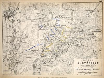 'Map of the Battle of Austerlitz, Published by William Blackwood and ...