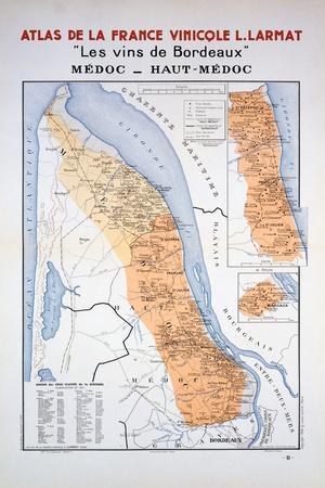 'Map of the Bordeaux Region: Medoc and Haut-Medoc' Giclee Print ...