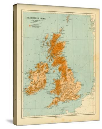 'Map of the British Isles' Stretched Canvas Print - The Vintage ...