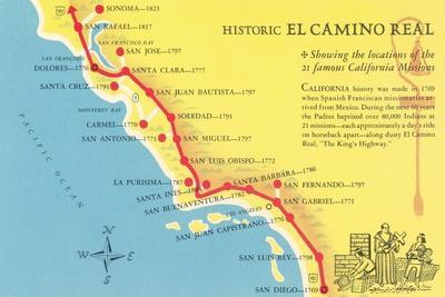 'Map of the Camino Real, California Missions' Posters | AllPosters.com