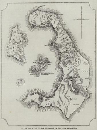Map of the Island and Bay of Santorin, in the Greek Archipelago Giclee ...