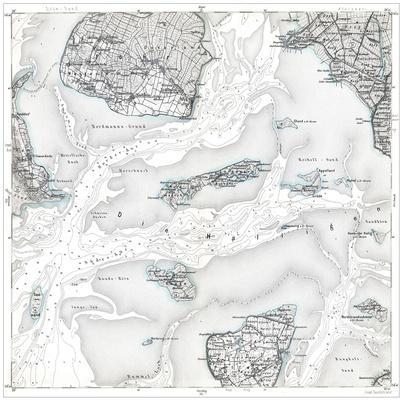 'Map of the North Sea Islands Foehr and Hooge, Germany, 1893' Giclee ...