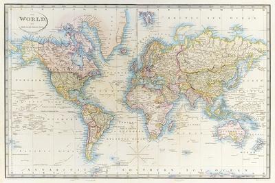 'Map of the World: from R.H.Laurie's Atlas, 1852' Giclee Print ...