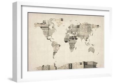 'Map of the World Map from Old Postcards' Poster - Michael Tompsett ...