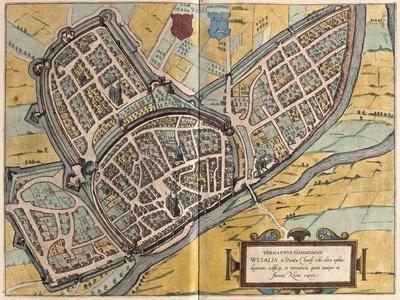 'Map of Wesel in North Rhine Westphalia from Civitates Orbis Terr ...