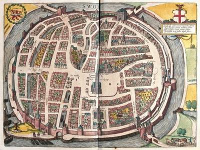 'Map of Zwolle from Civitates Orbis Terrarum' Giclee Print | AllPosters.com