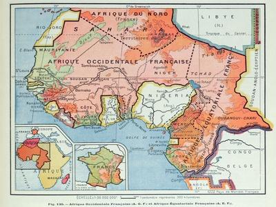 'Map Showing French Colonies in Africa, 1938' Giclee Print | AllPosters.com