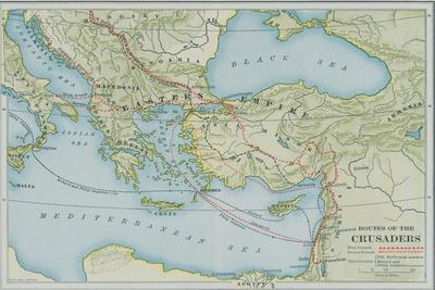 'Map Showing Routes during Crusades' Giclee Print | AllPosters.com