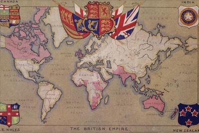 'Map Showing the British Empire with Flags and Coats of Arms' Giclee ...