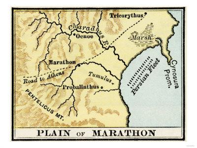 'Map Showing the Plain of Marathon, Site of the Battle in 490 Bc ...