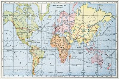 'Map Showing the Principal World Trade Shipping Routes, 1912' Giclee ...