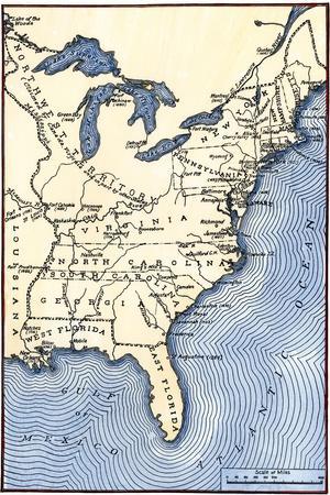 'Map Showing the Thirteen Colonies Which Joined Together as the ...