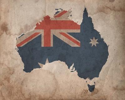 'Map with Flag Overlay Australia' Prints - Color Me Happy | AllPosters.com