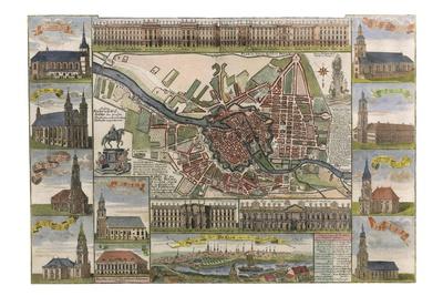 Map with View of the Royal Prussian Residence in Berlin, 1738 Giclee ...