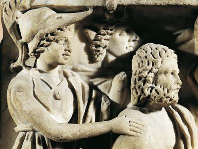 'Marble Sarcophagus, Relief Depicting Prometheus Myth, Detail, Faces of ...