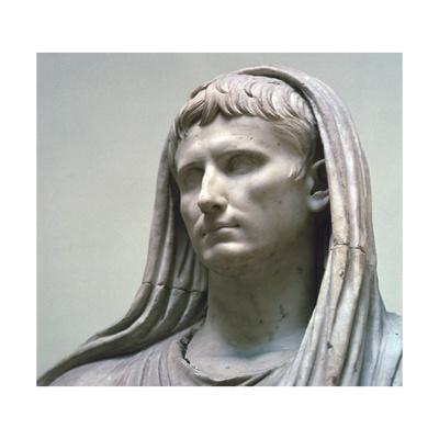 'Marble statue of the Emperor Augustus as Pontifex Maximus, 1st century ...