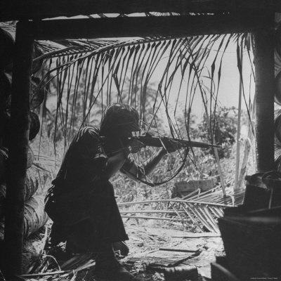 'Marine in Action During Fight to Take Bougainville in Solomon Islands ...