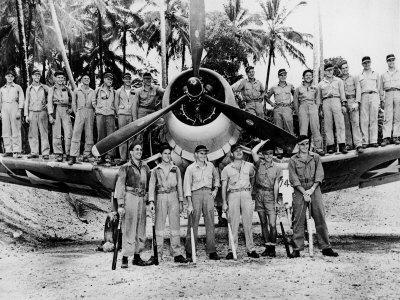 'Marines of Famed VMF-214 Black Sheep Squadron Wearing Baseball Caps ...