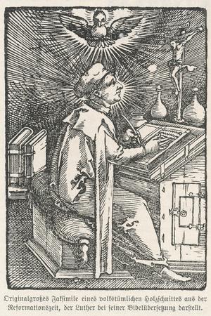 'Martin Luther Depicted While Translating the Bible During His ...