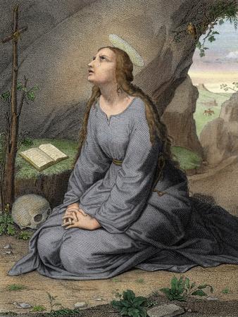 'Mary Magdalene in Prayer. Engraving 19Th Century - Mary Magdalene ...