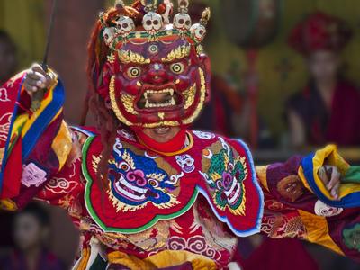 'Mask Dance Performance at Tshechu Festival, Punakha Dzong, Punakha ...