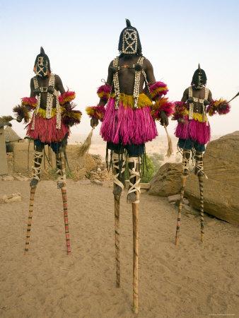 'Masked Ceremonial Dogon Dancers, Sangha, Dogon Country, Mali ...