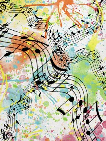 Music Note Waves Color Splash Prints - Matthew Piotrowicz | AllPosters.com